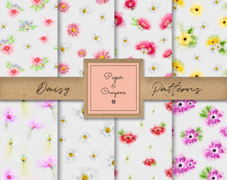Daisy Digital Paper Seamless Pattern Floral Digital Paper | Etsy