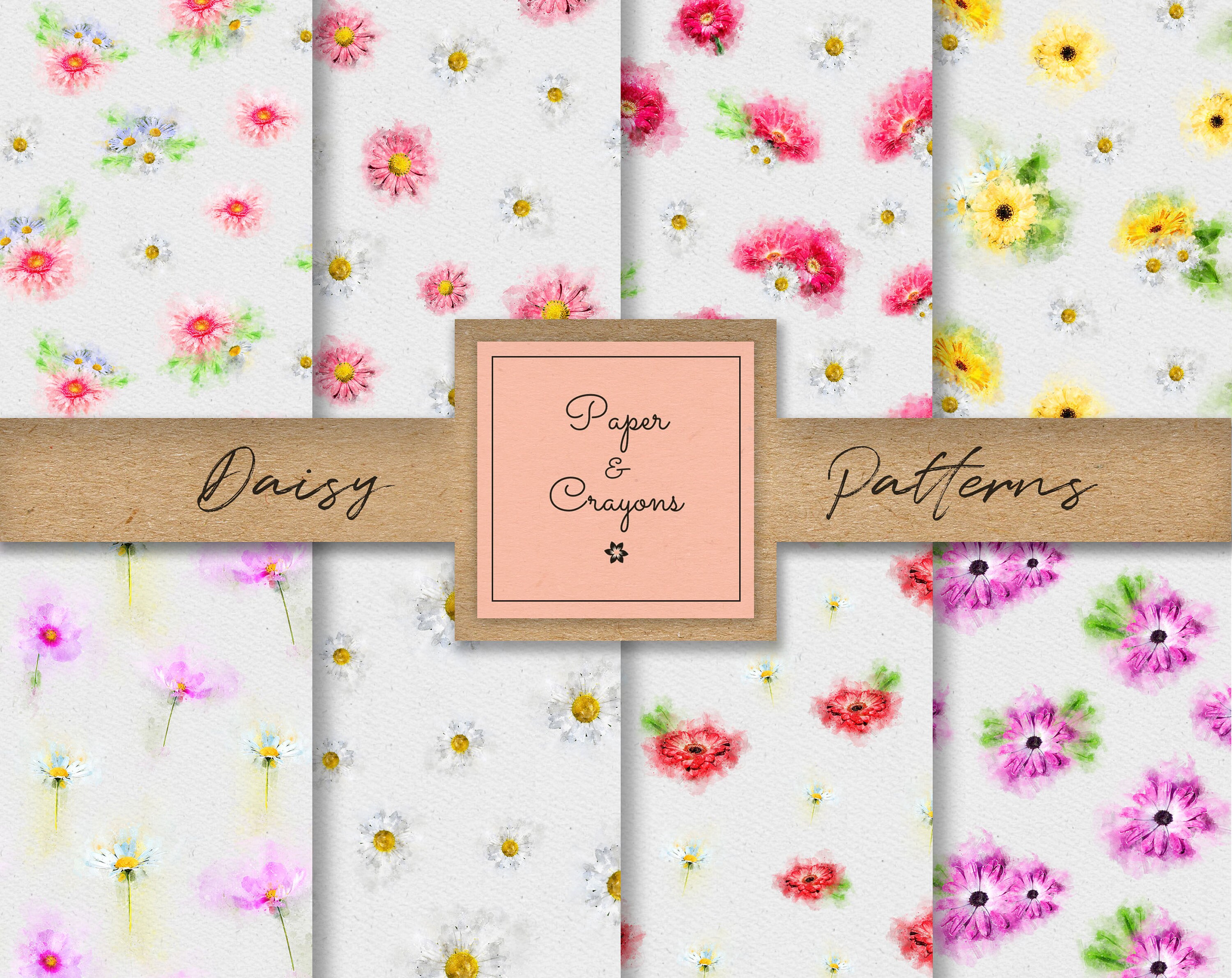 Daisy Digital Paper Seamless Pattern Floral Digital Paper - Etsy