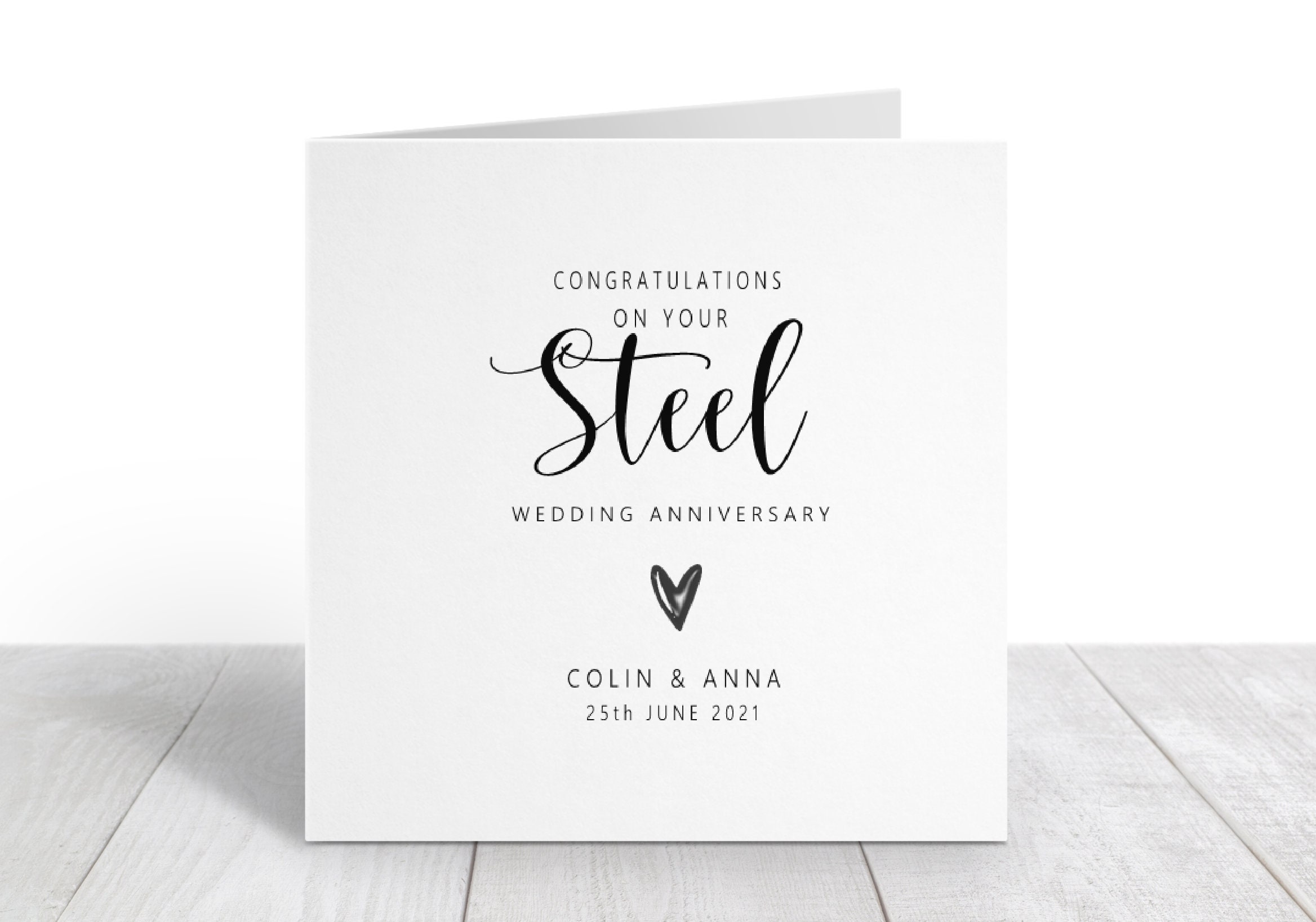 Steel 11th Wedding Anniversary Card 11 years Personalised | Etsy