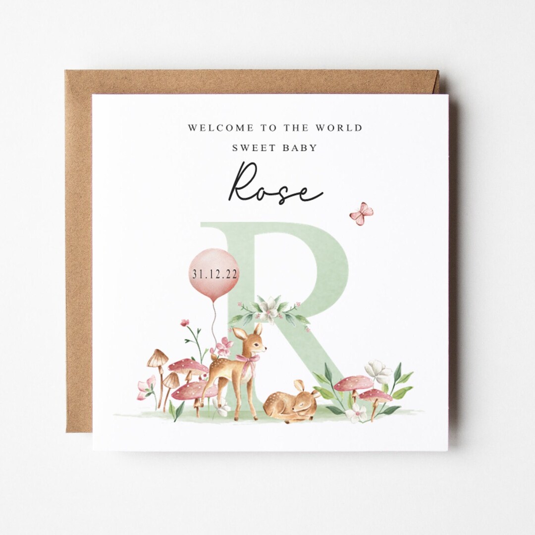 Baby Deer Personalised Woodland Birth, Baby Girl, Deer, Daughter ...