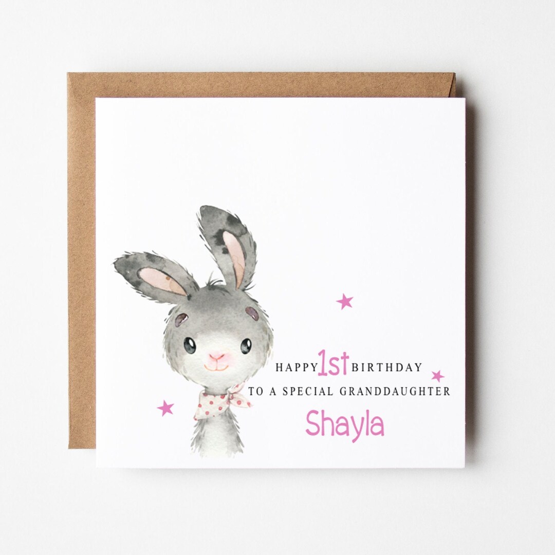 Personalised Rabbit 1st Birthday Card Birthday Girl One - Etsy