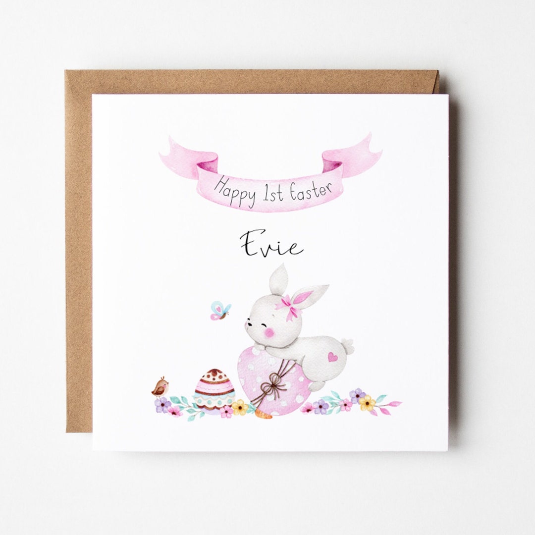 Happy 1st Easter Card, Baby's 1st Easter, Easter Bunny, Easter Eggs ...