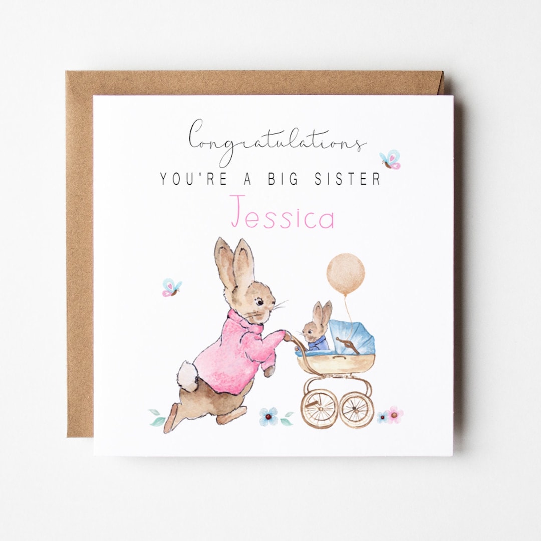 Big Sister Peter Rabbit Card, Baby Sister, Baby Brother, New Baby ...