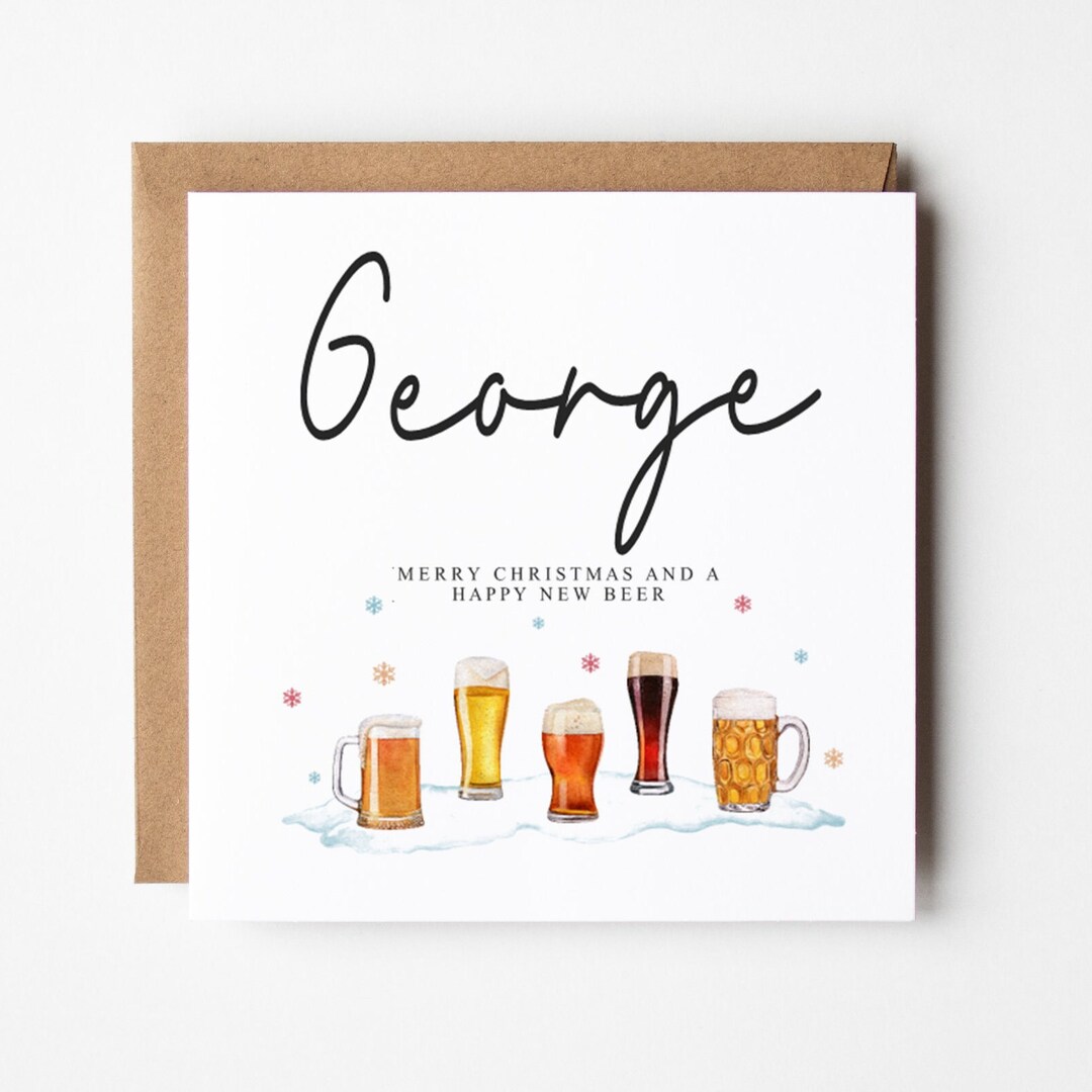 Personalised Beer Christmas Card, Merry Christmas, Happy New Beer ...