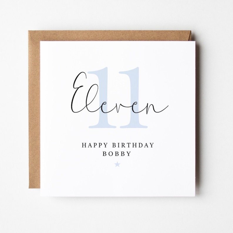 11th Birthday Card, 8 Colour Options, Pre-teenager, Tween Birthday Card ...
