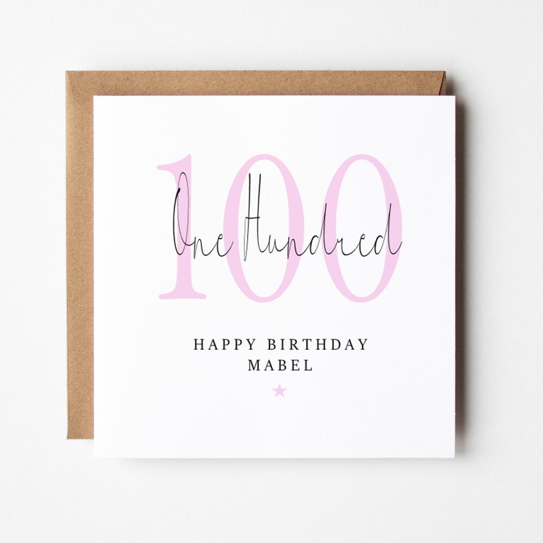Personalised 100th Birthday Card, Centenarian, Adult Milestone Birthday ...