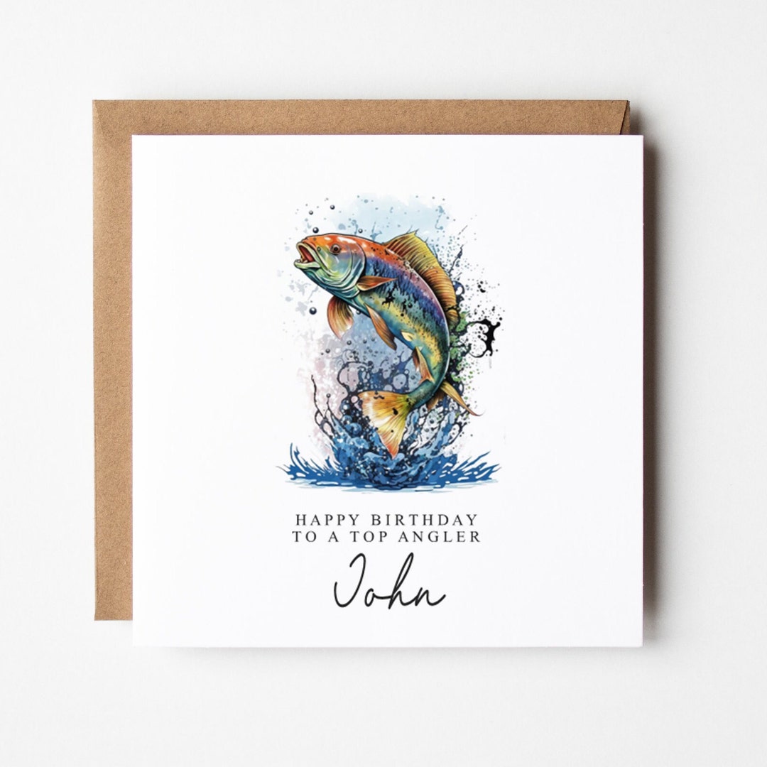 Personalised Fish Card, Fishing, Birthday Card for Grandad, Hobby ...