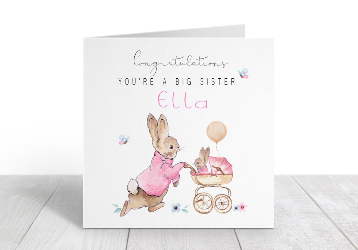 Big Sister Peter Rabbit Card, Baby Sister, Baby Brother, New Baby ...