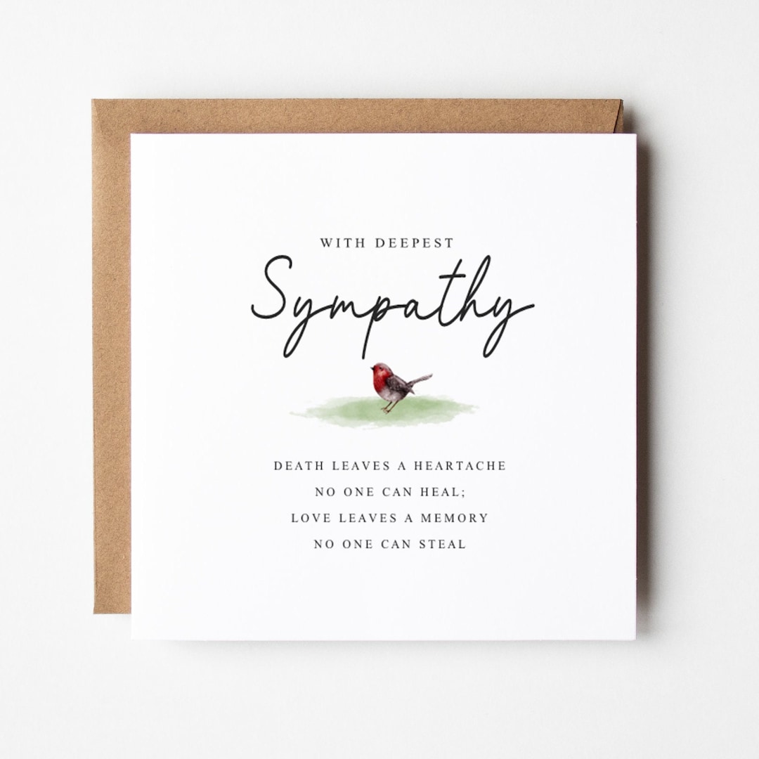 Robin Sympathy Card, Deepest Sympathy, Death Leaves a Heartache, Love ...