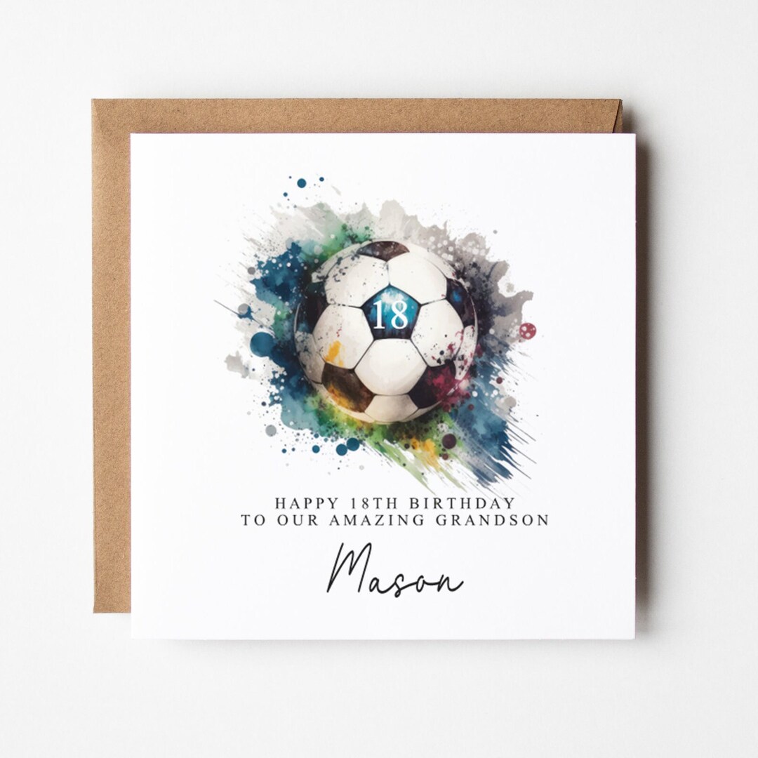 Personalised Football Card, Footie, Soccer, Milestone, Any Age ...