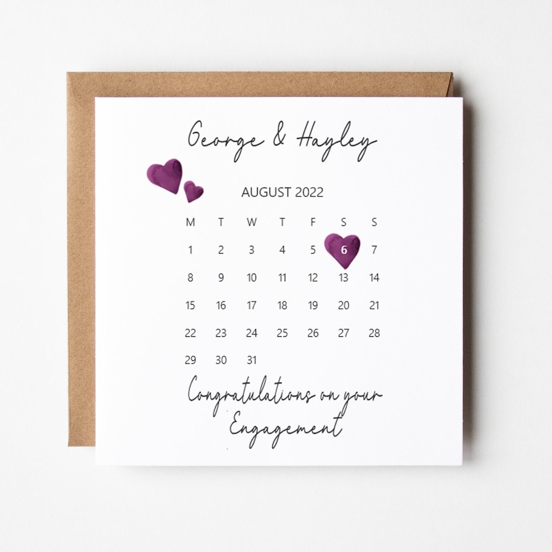 Personalised Engagement Card, Celebration Calendar Card, Engagement ...