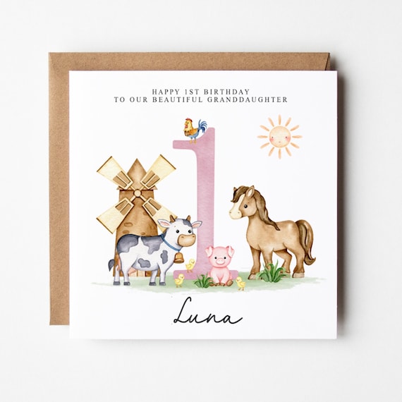 Farmyard 1st Birthday Announcements