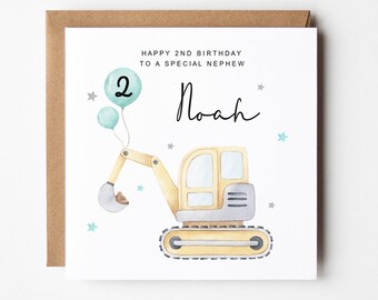 Any Age Number Construction Card, Digger, Birthday Boy, Builder, 1st ...