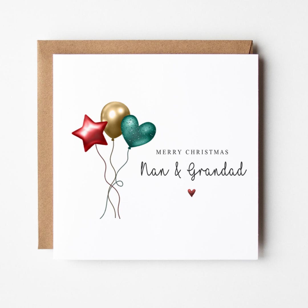 Personalised Triple Balloon Christmas Card, Clean & Simple Xmas ...