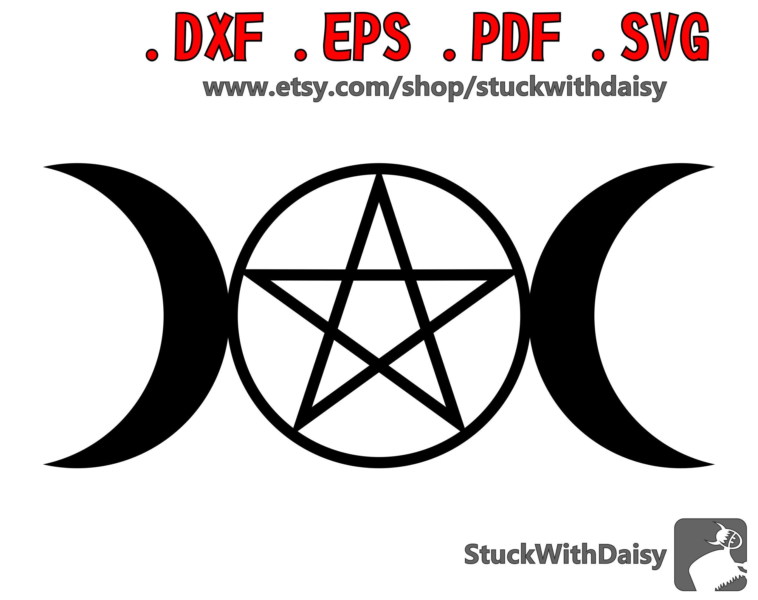 3 X Triple Moon Pentacle Hollow Solid Lunar Goddess Digital Download ...