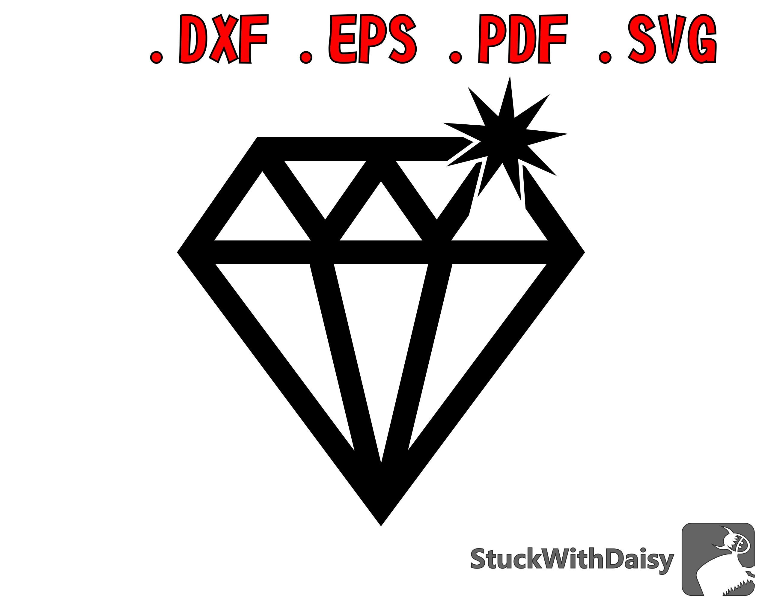 5 Individual Diamonds Shapes Valentines Outlines Digital Download ...