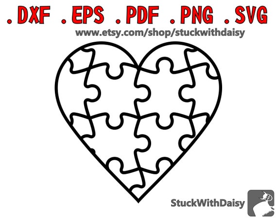 Puzzle Jigsaw Heart Digital Download Vector Cricut Cameo Dxf - Etsy