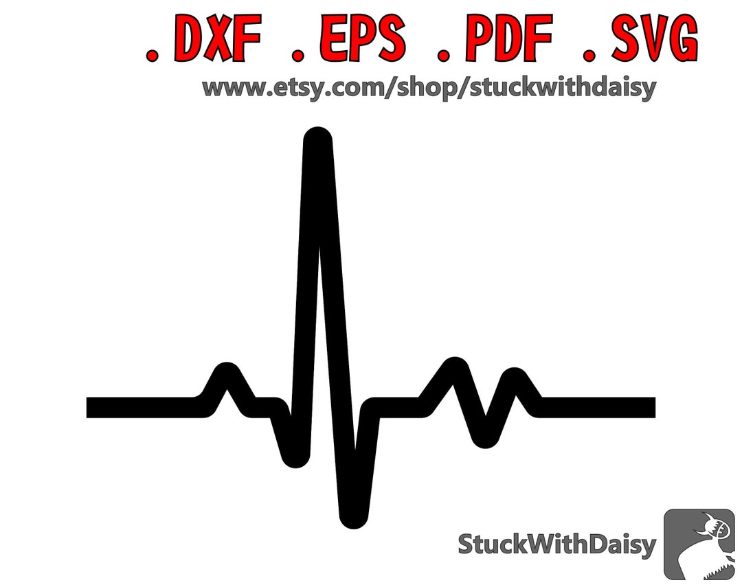 Heartbeat Plain Pulse Digital Download Vector Cricut Cameo Portrait Dxf ...