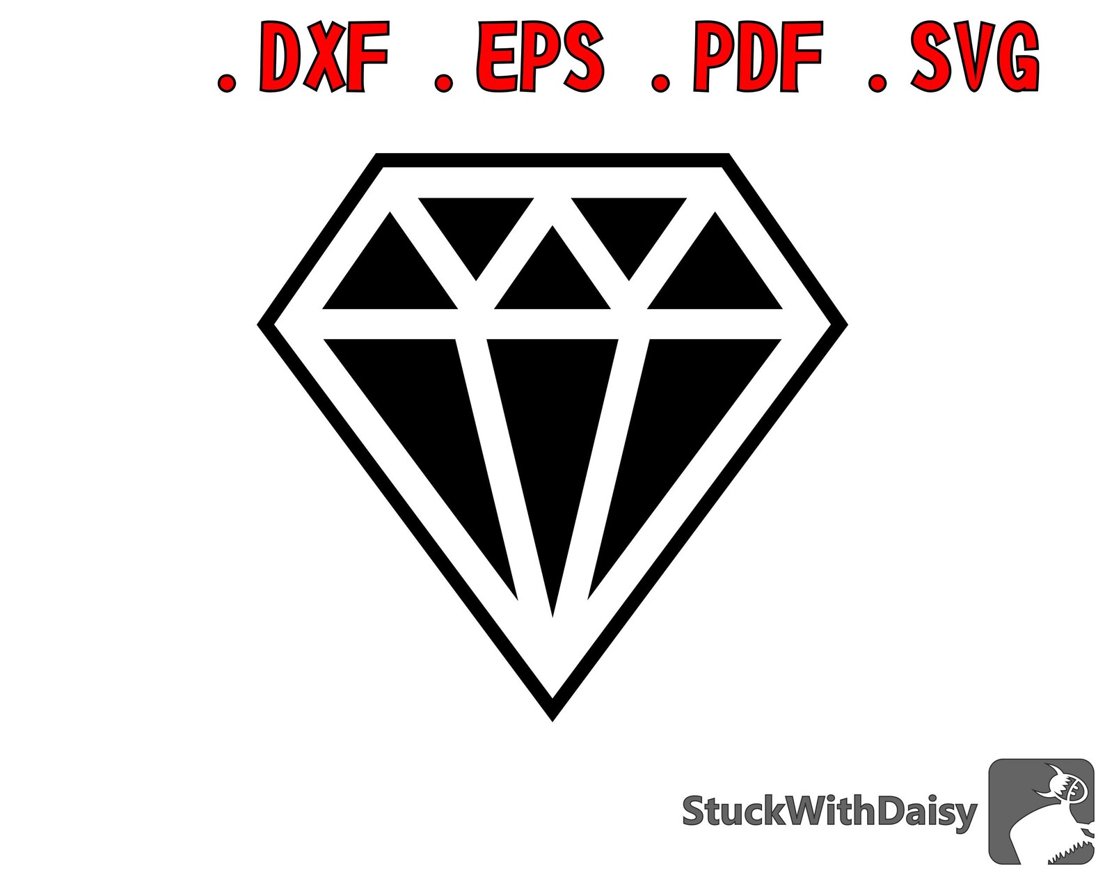 5 Individual Diamonds Shapes Valentines Outlines Digital Download ...