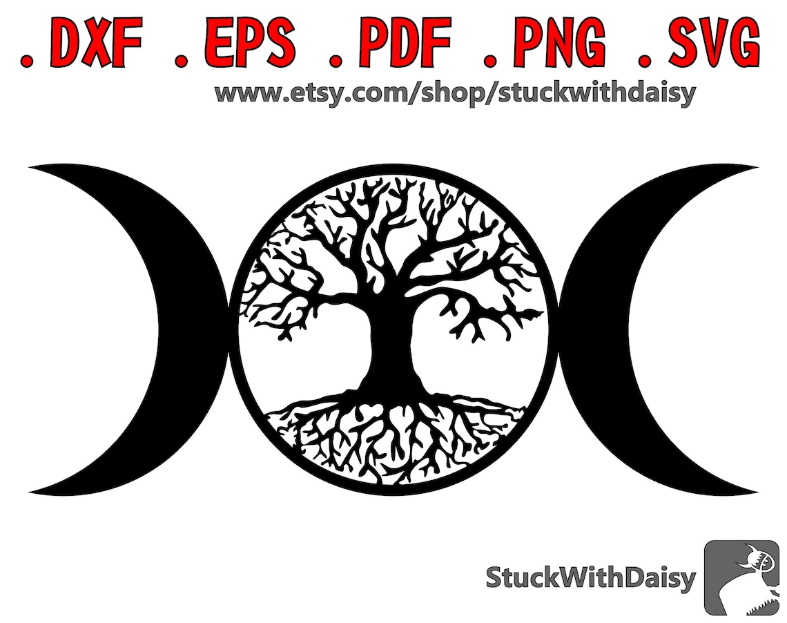 Triple Moon Tree Of Life descarga digital vector cricut cameo dxf eps ...