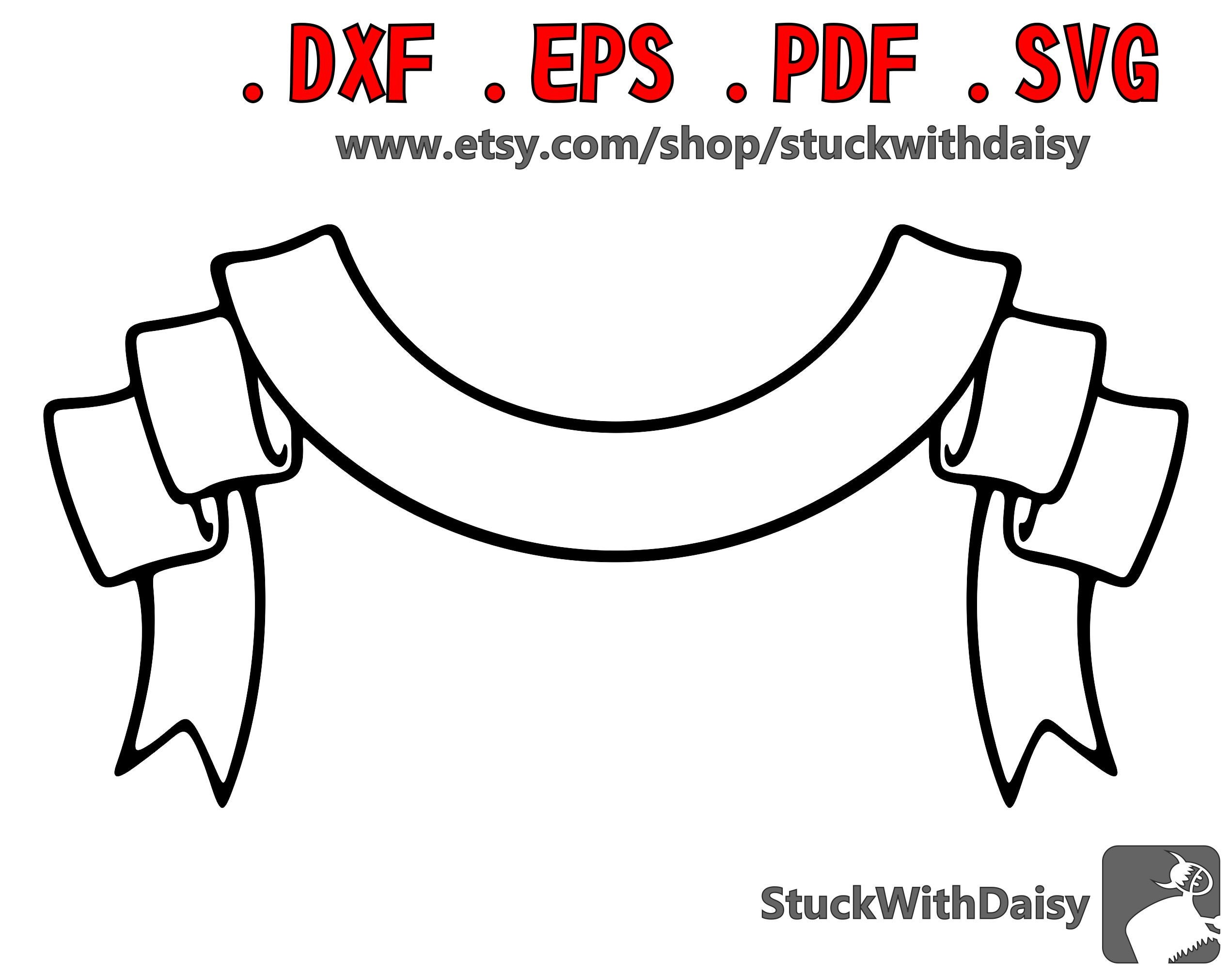 5x Pack Banner Ribbon Digital Download Vector Cricut Cameo Portrait Dxf ...