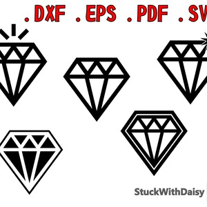 5 Individual Diamonds Shapes Valentines Outlines Digital Download ...