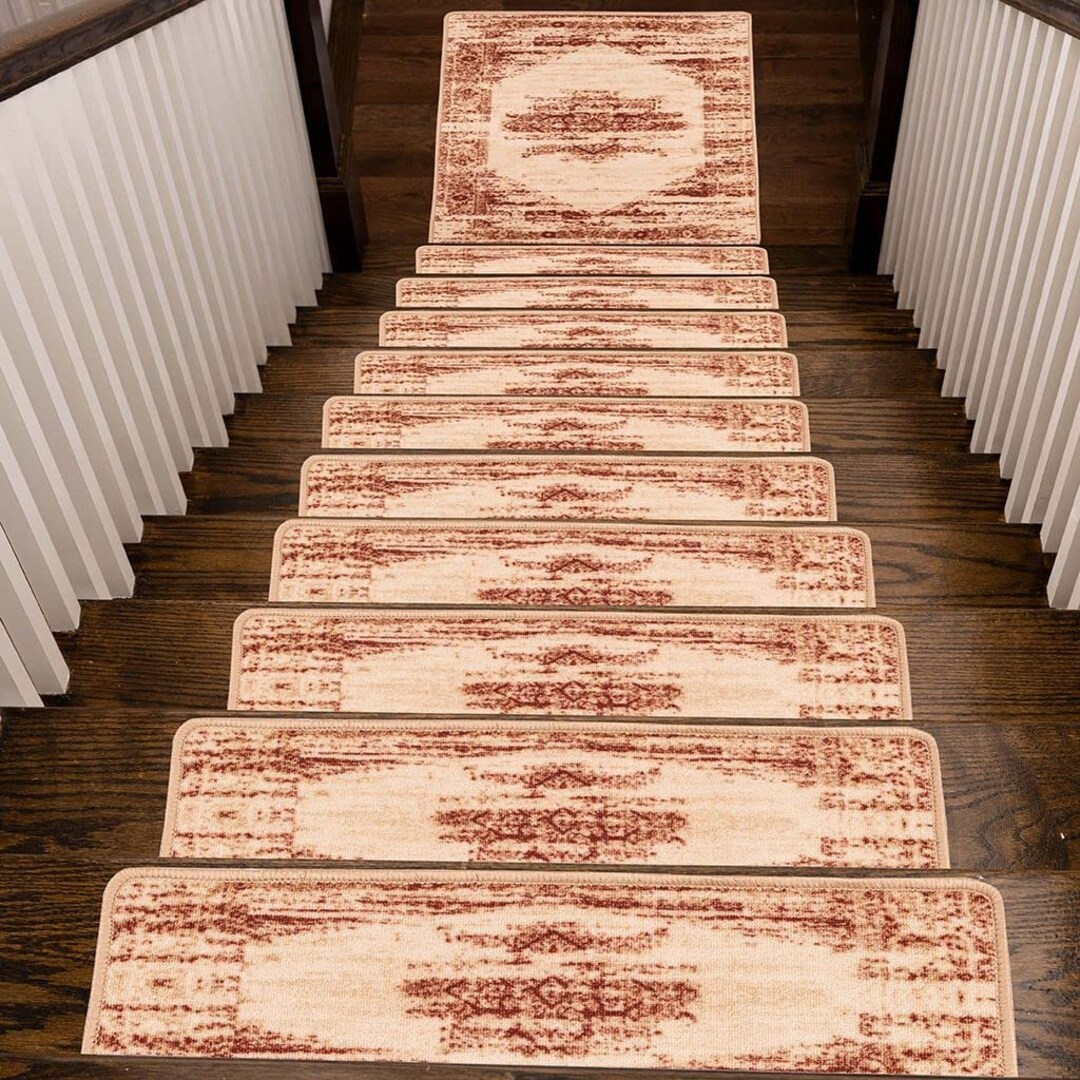 Benissimo, 13+1 Stair Treads Carpet, Landing Stair Rugs, Modern Printed ...