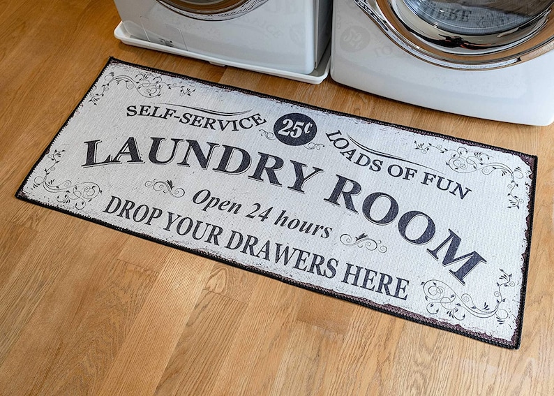 DRAW - Soft Woven Rugs, 24x56 Laundry Room Rug, Funny Non Skid Rubber ...