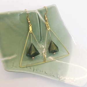 Origami Diamond Earrings, Origami Diamonds Paper Triangular Creoles - Etsy