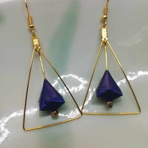 Origami Diamond Earrings, Origami Diamonds Paper Triangular Creoles - Etsy