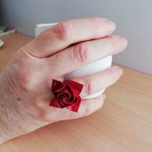 Origami Red Rose Rings, Origami Paper Roses, Origami Rose Jewelry - Etsy