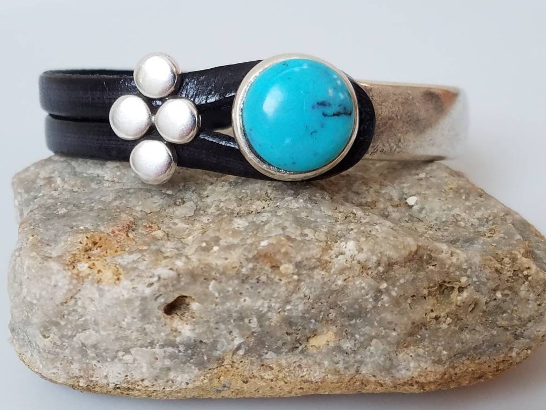 Brazalete turquesa y plata, joyería turquesa, pulsera boho turquesa ...