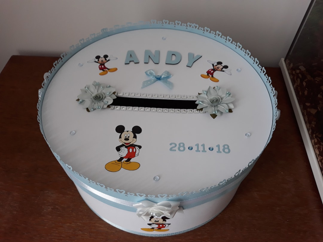 Round Urn for Baptism Mickey, Minnie - Etsy