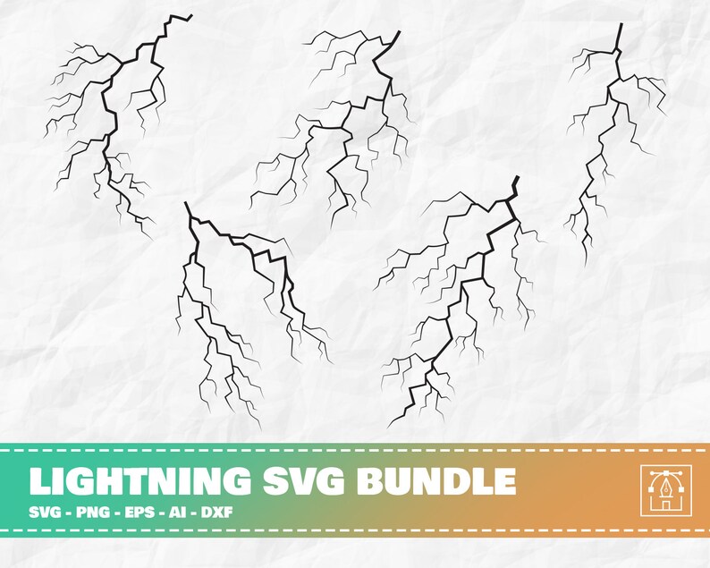 Lightning SVG Bundle 3 Lightning Clipart Lighting PNG | Etsy