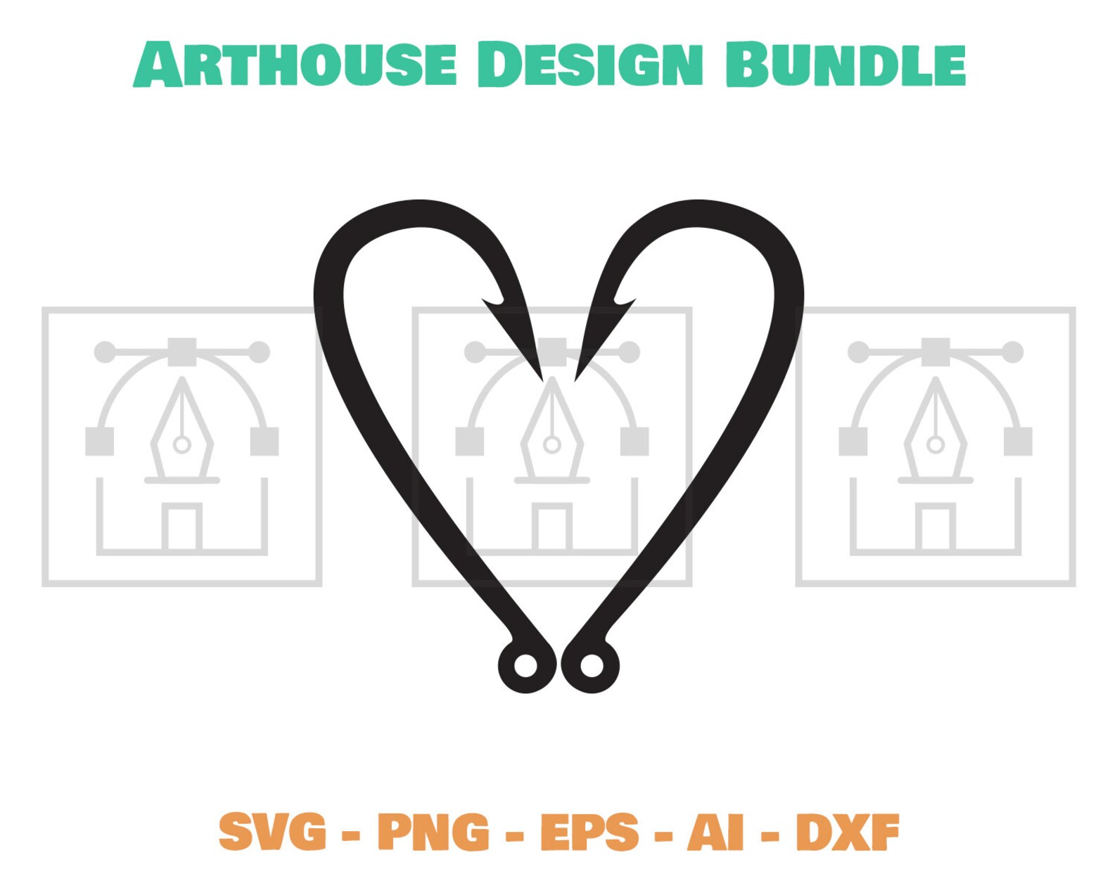 Heart Fish Hooks, Fishing Svg, Fish Hook Svg, Fish Hook Clipart, Fisherman Shirt Svg, Fishing ...