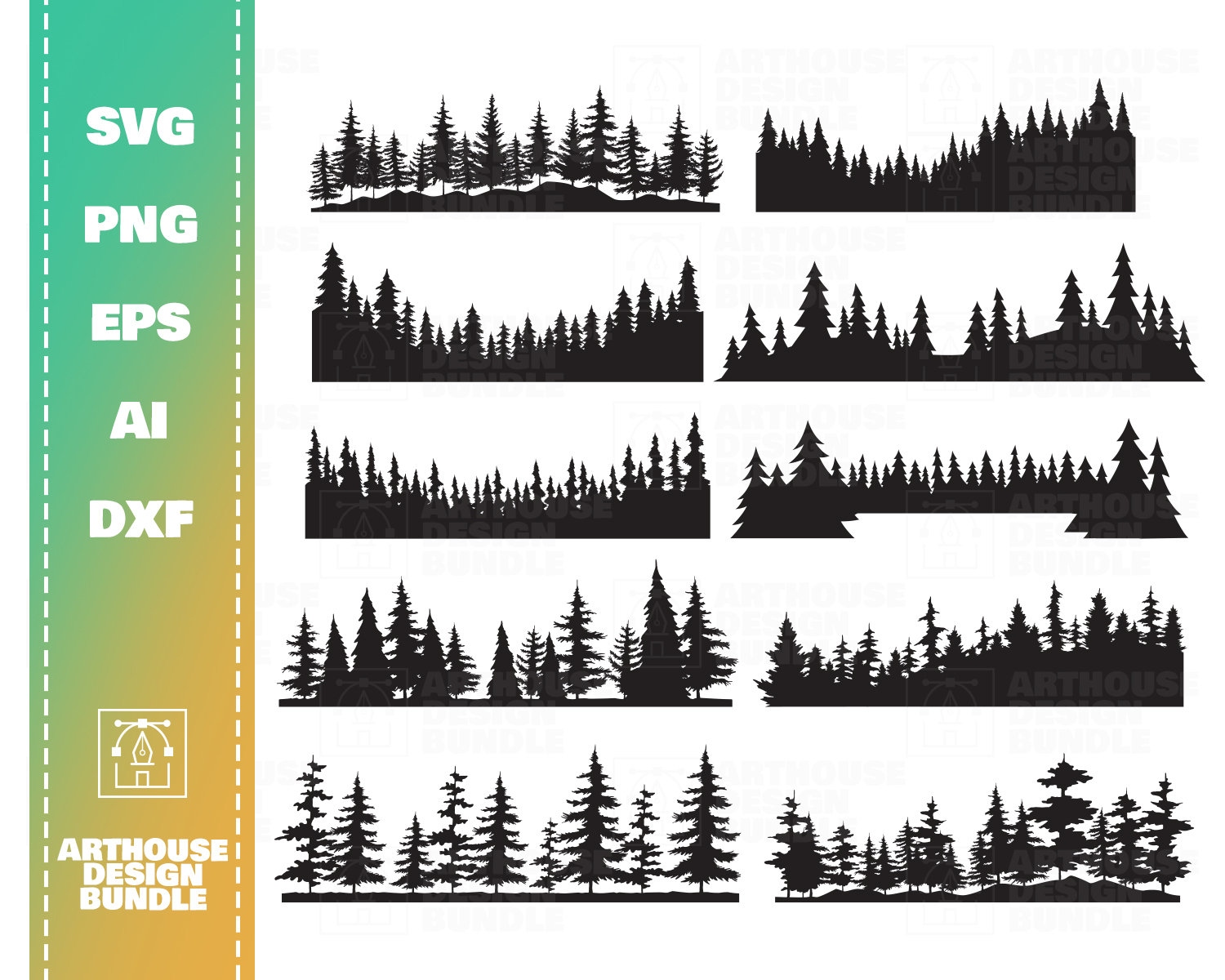 Forest Clipart Bundle Forest Svg Bundle Forest Silhouette - Etsy