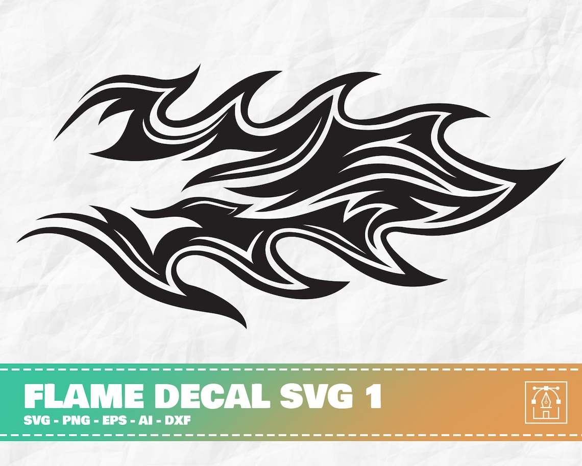 Flame Decal SVG 1 Flame Decal Clipart Flame Design Svg | Etsy
