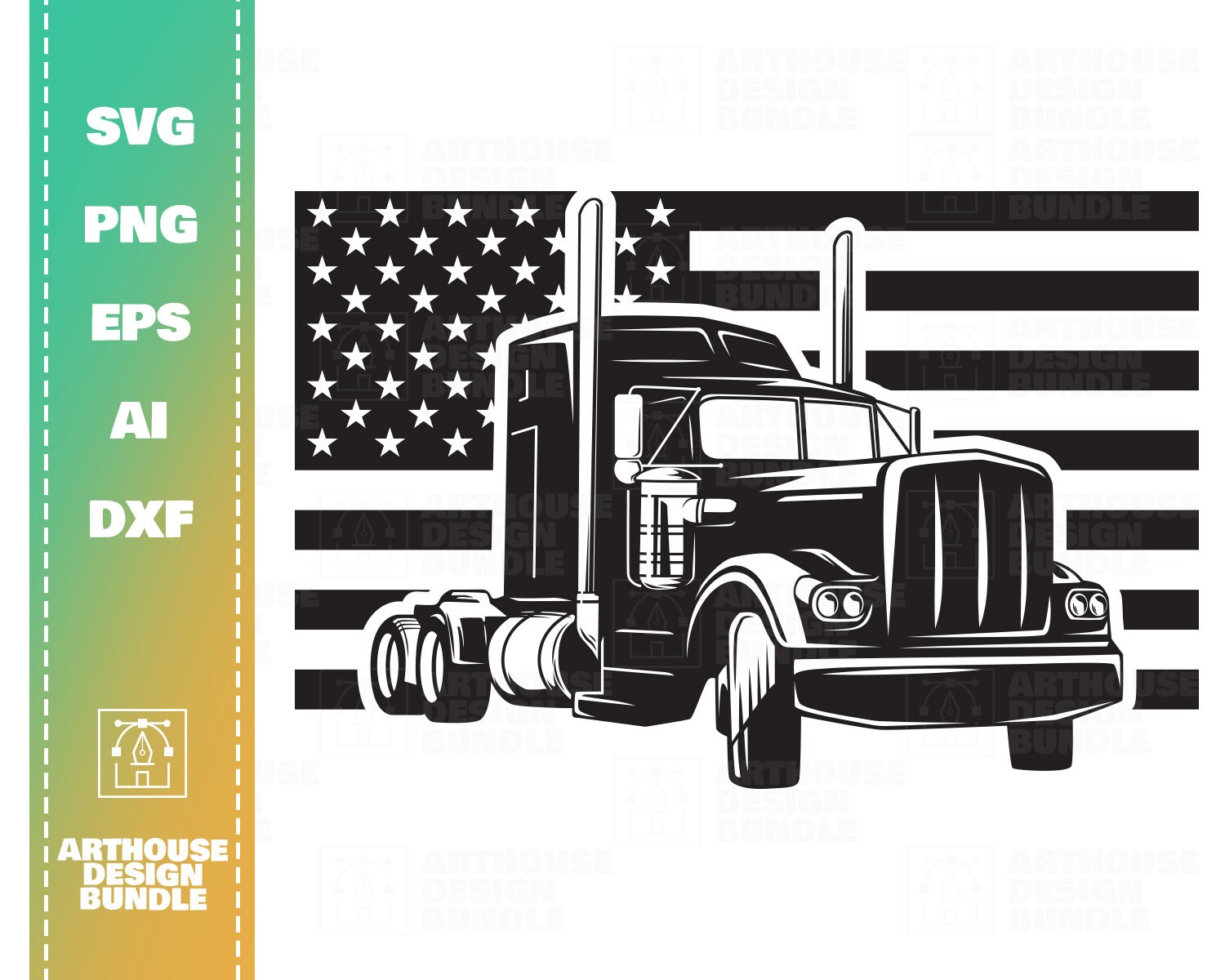 Truck Flag svg Truck Logo svg Patriotic Truck Svg Semi Truck Flag ...