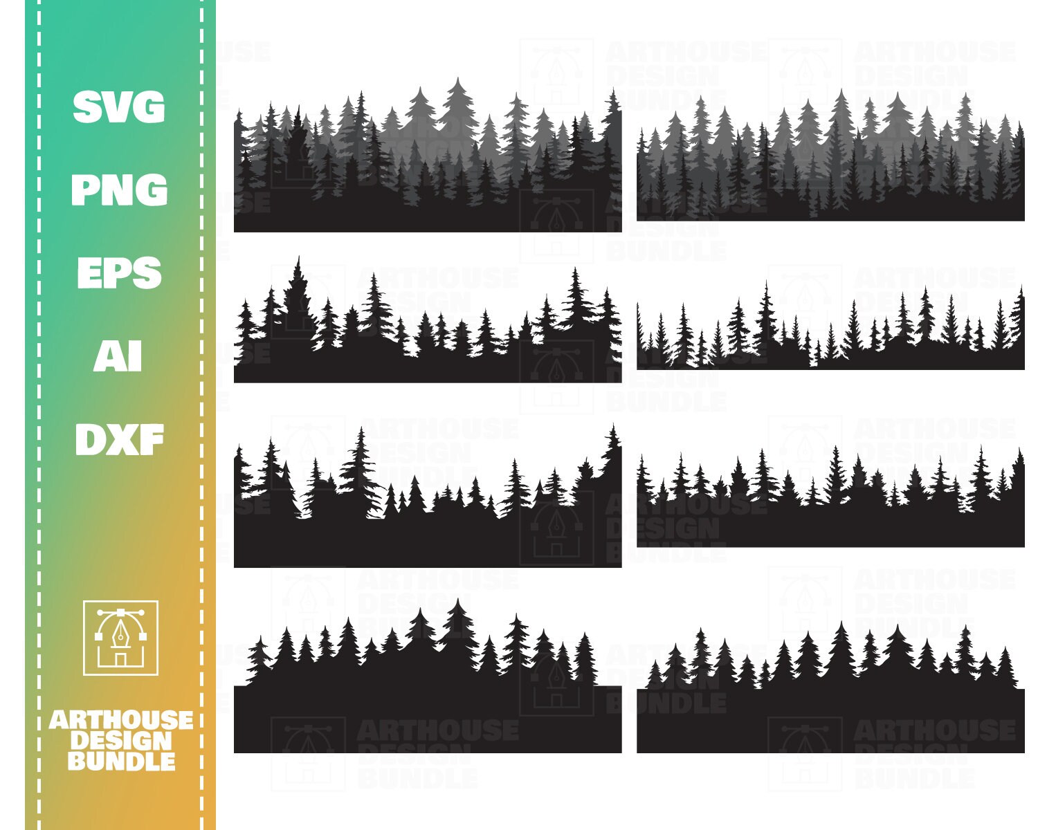 Forest SVG Bundle 4 Layered Forest Svg Layered Tree Svg - Etsy