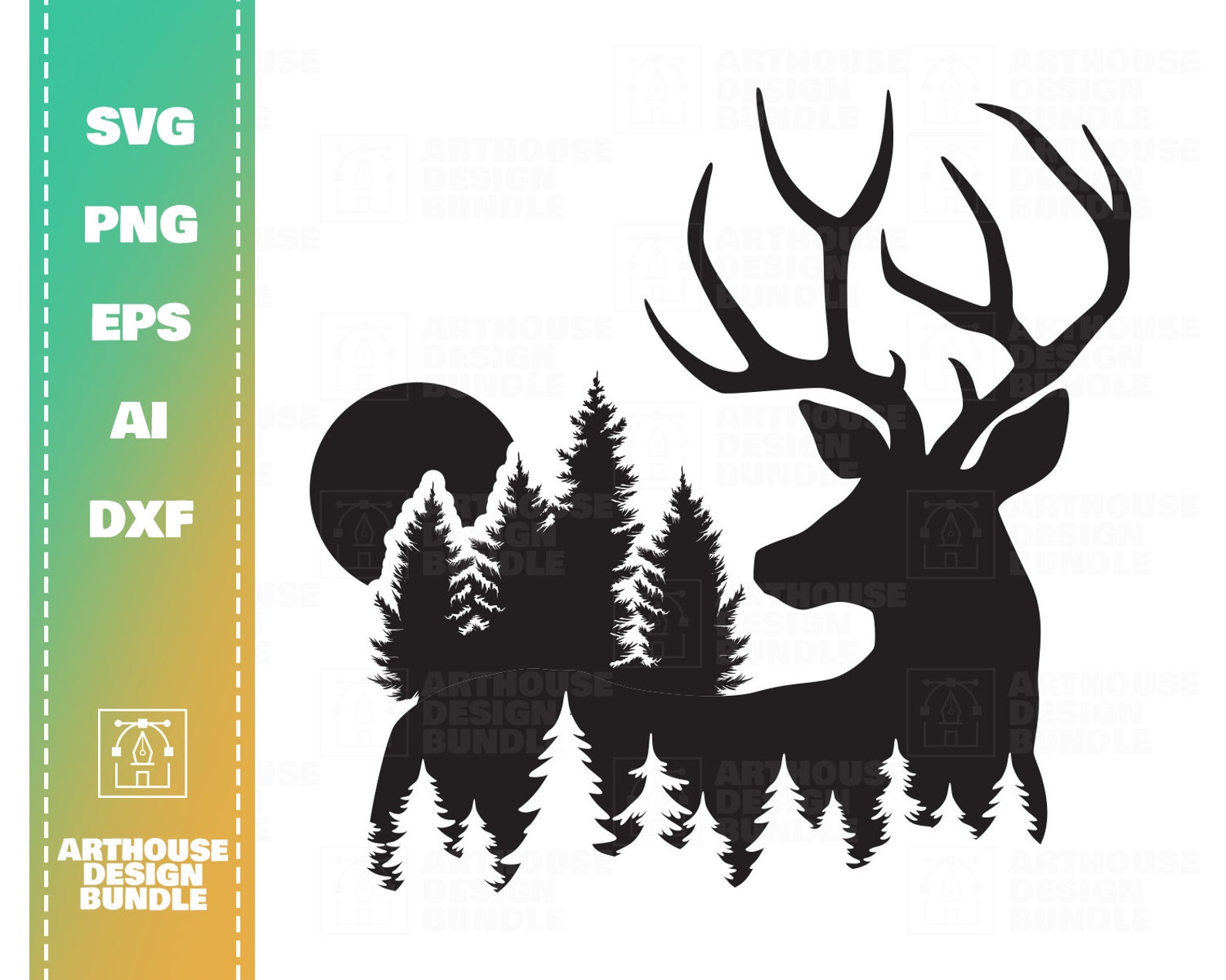 Deer Forest SVG Forest Svg Forest Silhouette Forest - Etsy