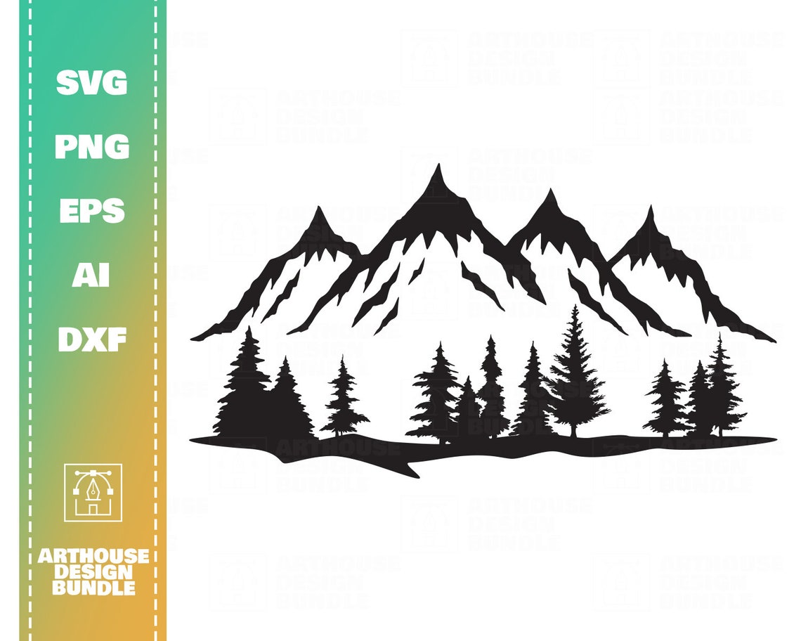 Mountain and Trees Svg Mountain Clipart Forest Svg - Etsy