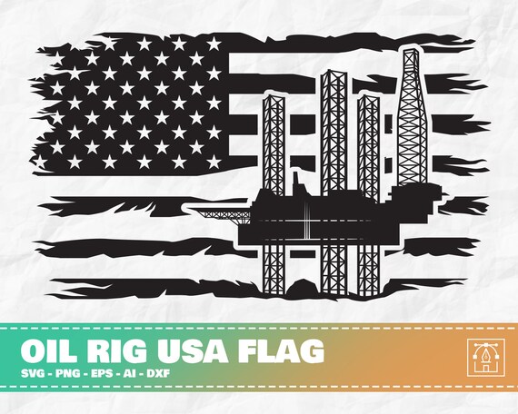 Oil Rig USA Flag Oil Pump Svg Offshore Platform Offshore | Etsy