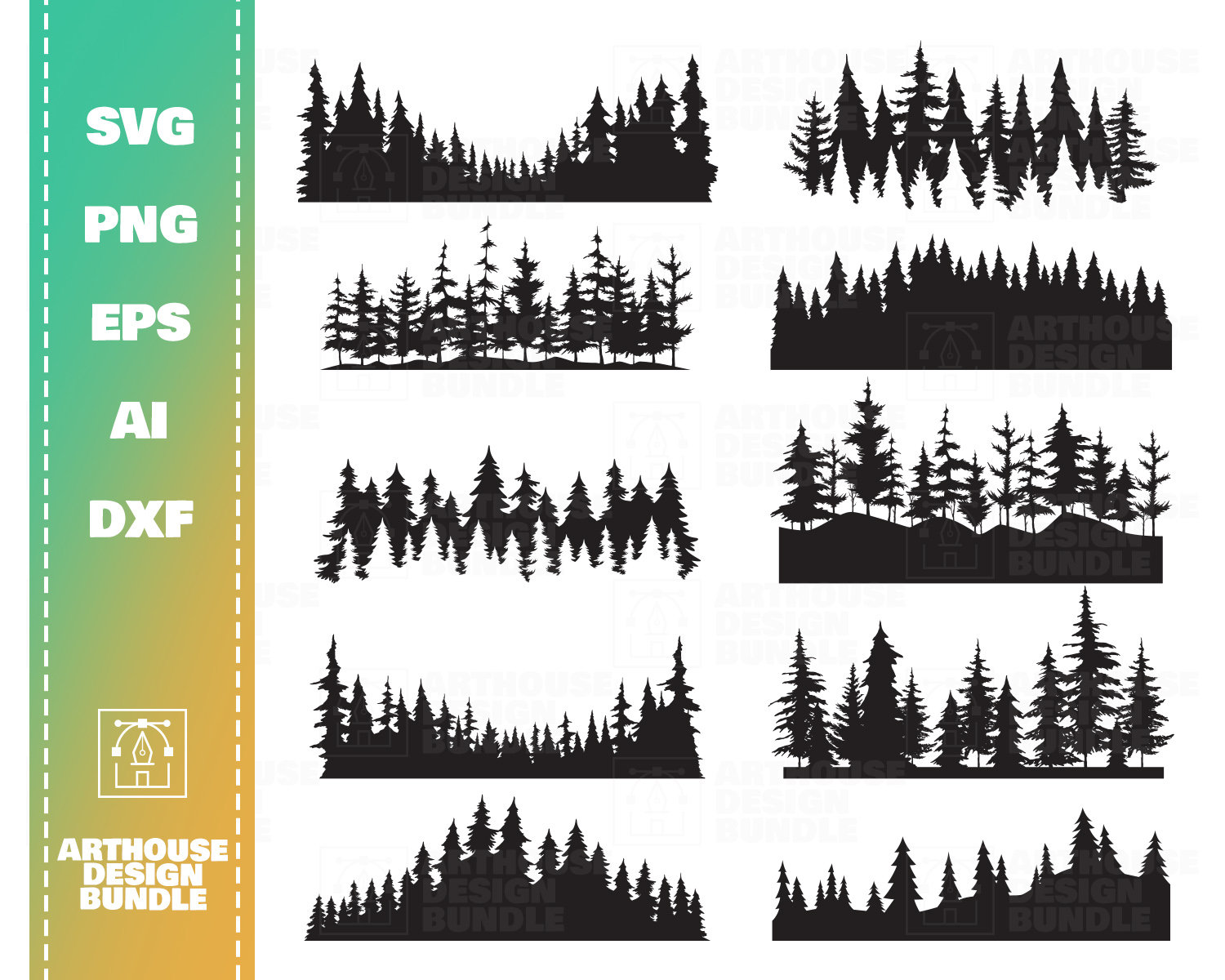 Forest SVG Bundle 2 Forest Clipart Bundle Forest Silhouette - Etsy