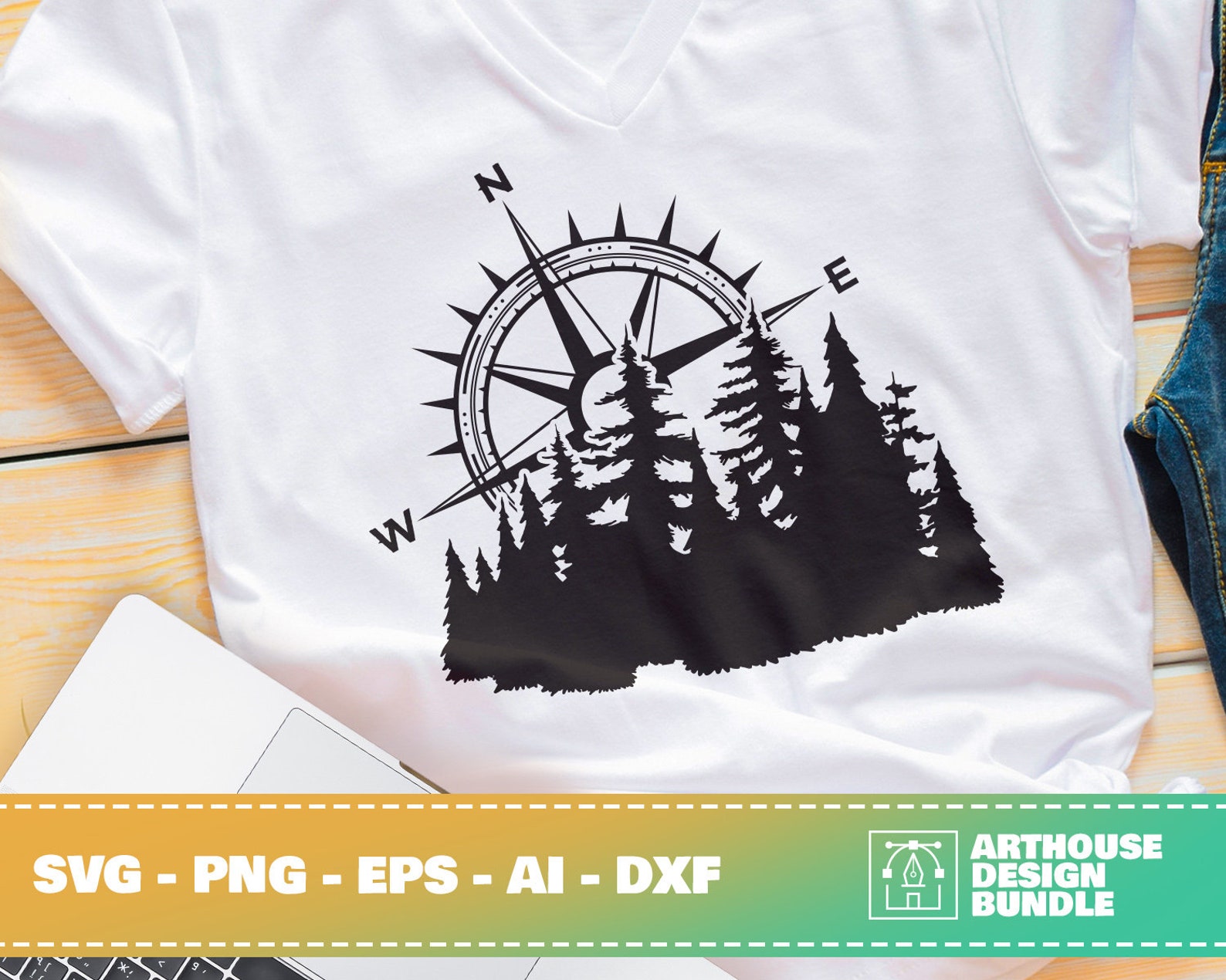 Forest Compass SVG Forest Silhouette Forest Svg Forest | Etsy