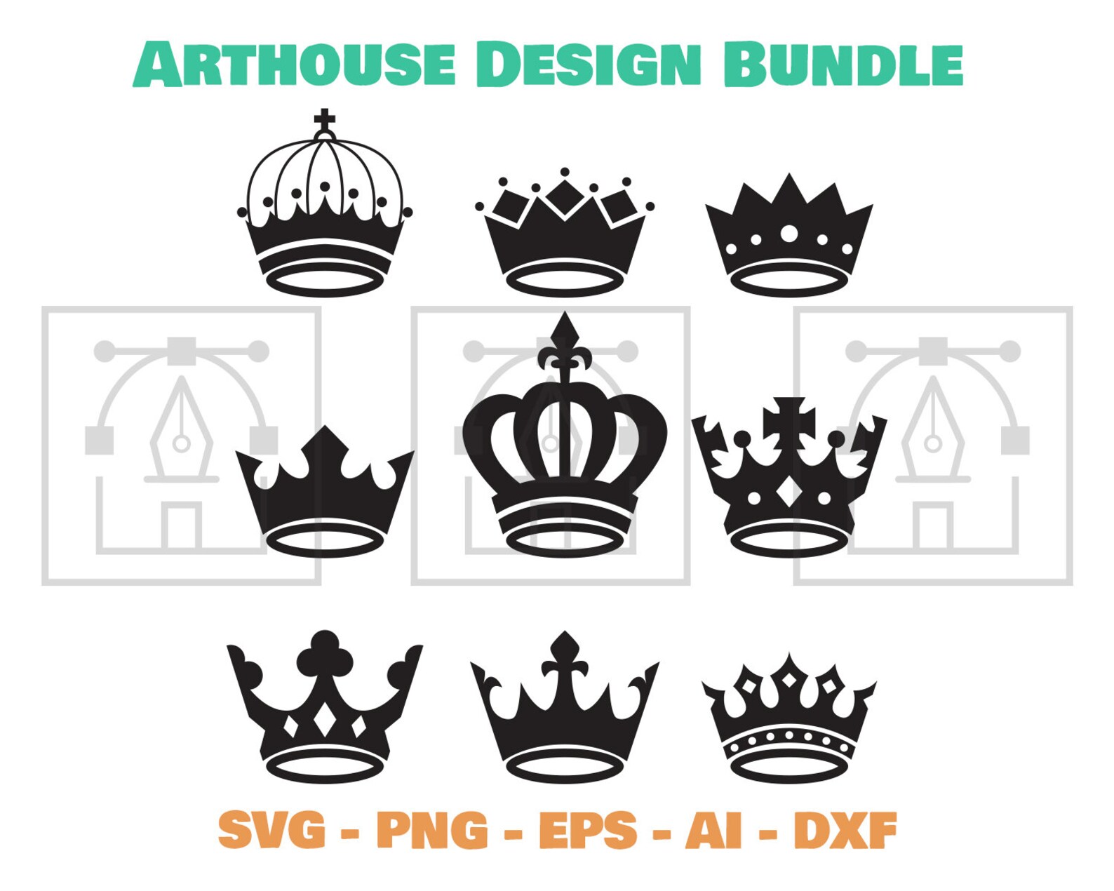 Crown SVG Bundle, Crown Clipart Svg, Crown PNG Bundle, King's Crown ...