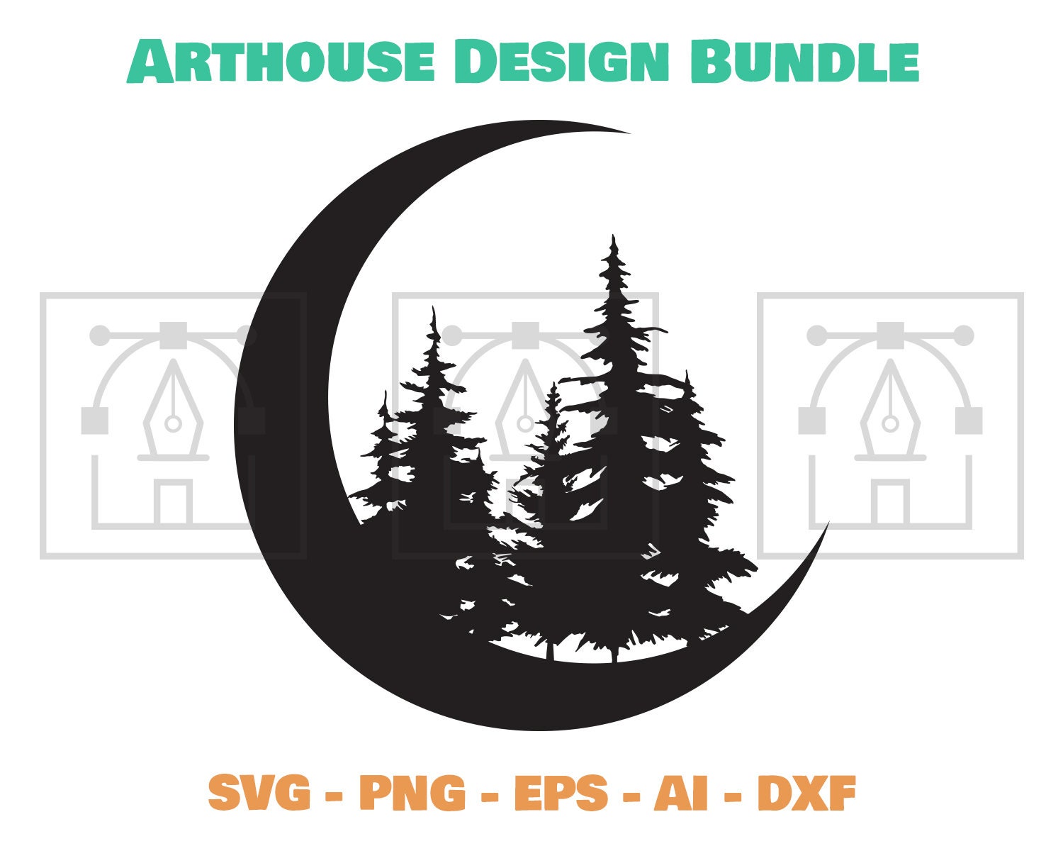 Trees and Moon SVG Distressed Moon Svg Moon Clipart Svg - Etsy Canada