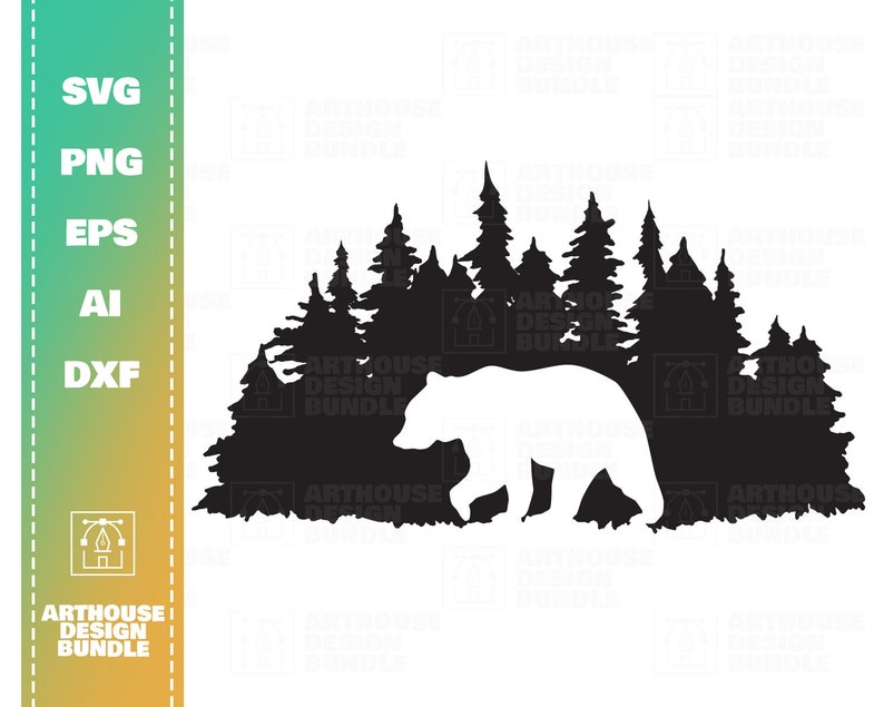 Bear Forest Clipart, Bear Svg, Forest Svg, Bear Clipart Svg, Bear Svg ...