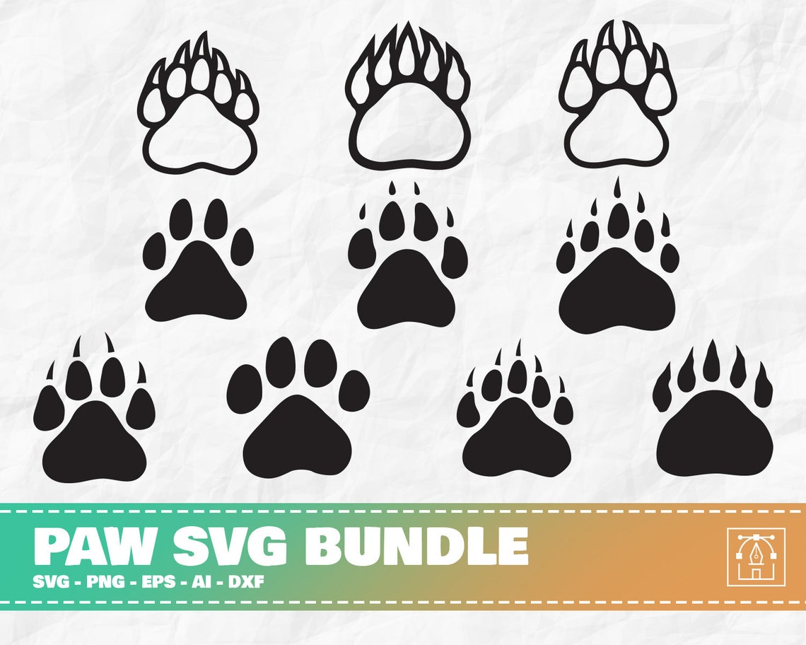 Paw SVG Bundle Paw Clipart Dog Paw Svg Bear Paw Svg Claw | Etsy