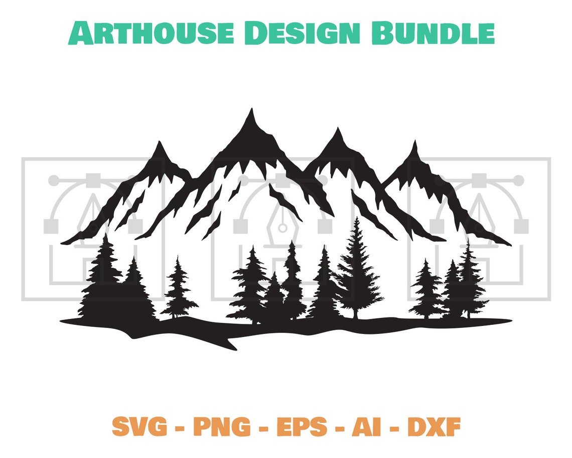 Mountain and Trees Svg Mountain Clipart Forest Svg - Etsy