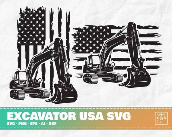 Excavator USA SVG Excavator Svg Construction Svg Excavator | Etsy